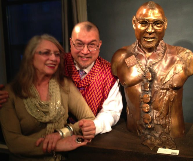 Saxophonist Fred Ho in Bronze By Harlem Sculptor Leah Poller