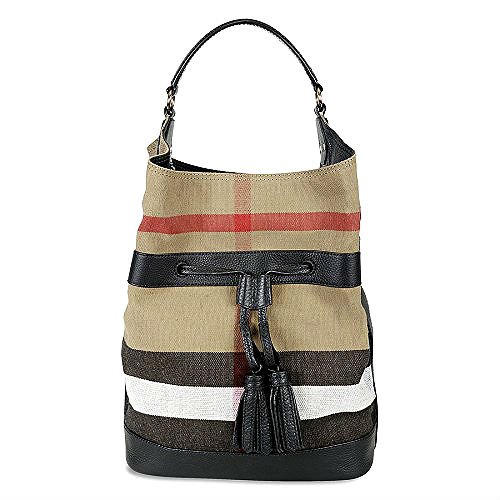Burberry Canvas Leather Tote Bucket Handbag