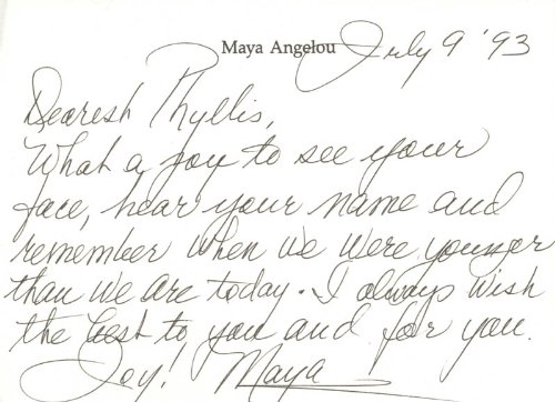 Harlem's Maya Angelou's Autograph Letter Signed 1993 (Collectible)