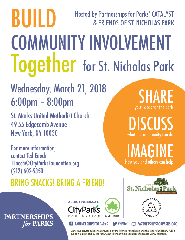 Build Community Involvement Together For St. Nichloas Park In Harlem