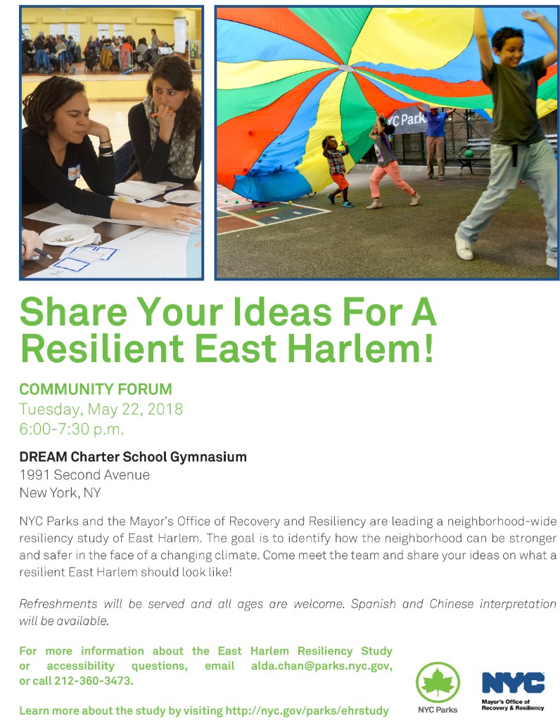 Share Your Ideas During A Community Forum For A Resilient East Harlem!