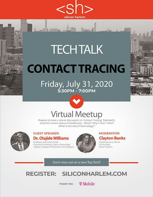 Join The Silicon Harlem Virtual Meetup Tech Talk On Contact Tracing