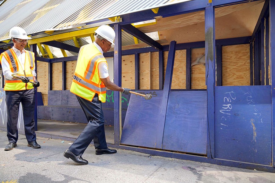 NYC Mayor And DOB Commissioner Unveil Sidewalk Shed Removal Plan From ...