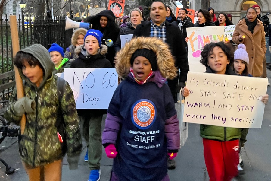 City Hall Rally Demands Mayor Adams Scrap The 60-Day Rule