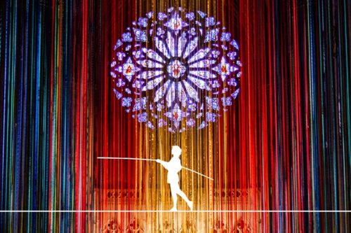 Philippe Petit, High Wire Artist, Performs The Ribbon Walk At The ...